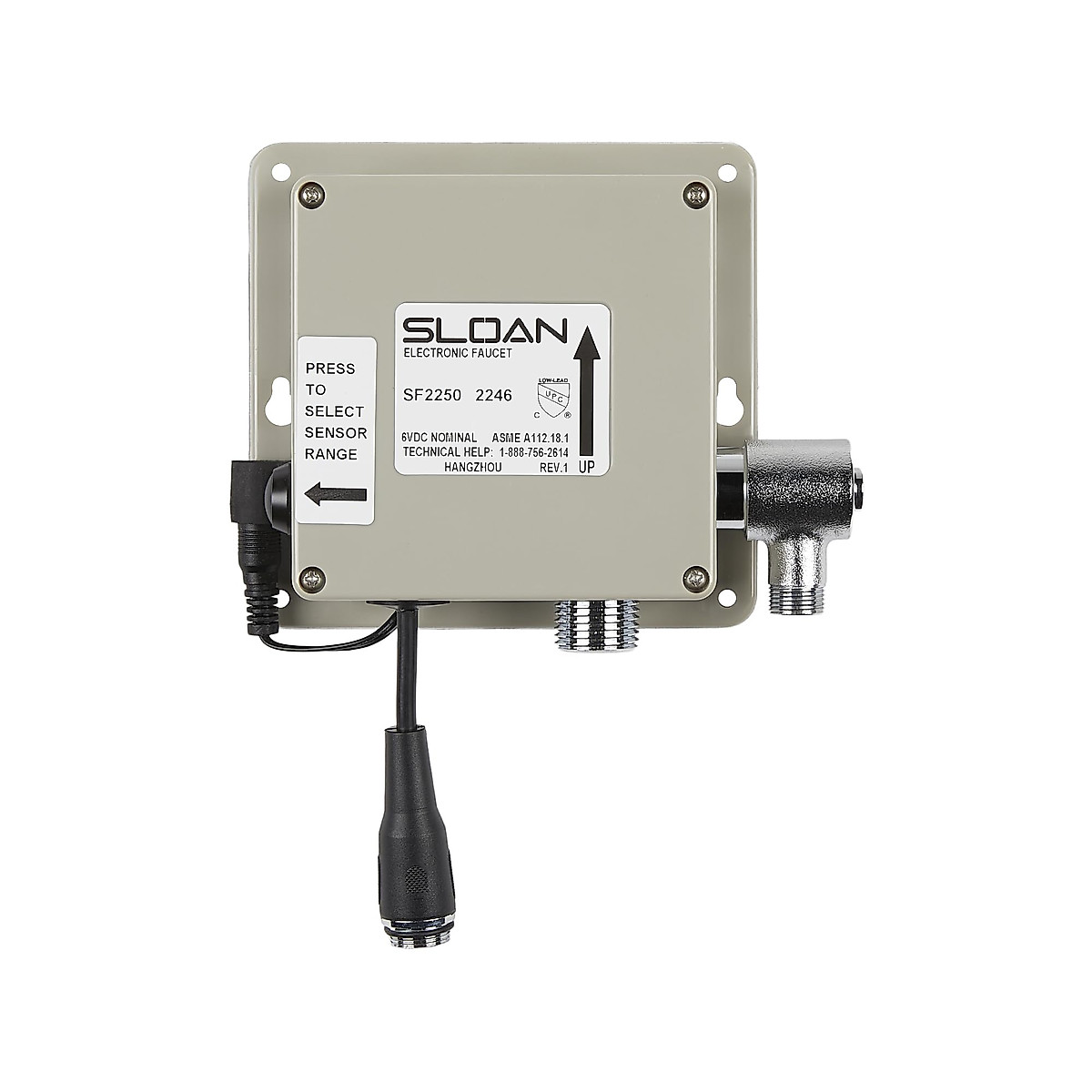 Sloan SF-2350 Sensor Activated Touch-Free Faucet, Commercial Grade with Mounting Hardware - 0.5GPM Battery-Powered Deck-Mounted Mid Body, Polished Chrome Finish, 3362119