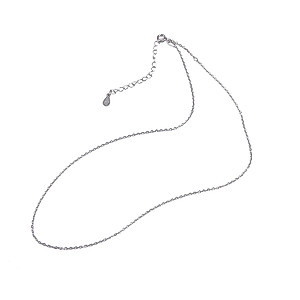 ZEONMEI 925 Sterling Silver 1MM Cable Chain Necklace Spring Clasp Adjustable 15" - 18"
