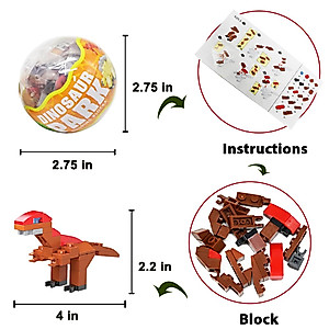 12Pcs PreFilled Easter Eggs with Dinosaurs Building Blocks, Surprise Eggs Dinosaur Toys for Kids Easter Eggs Hunt, Easter Basket Stuffers Fillers, Easter Party Favors, Easter Classroom Prize Toys