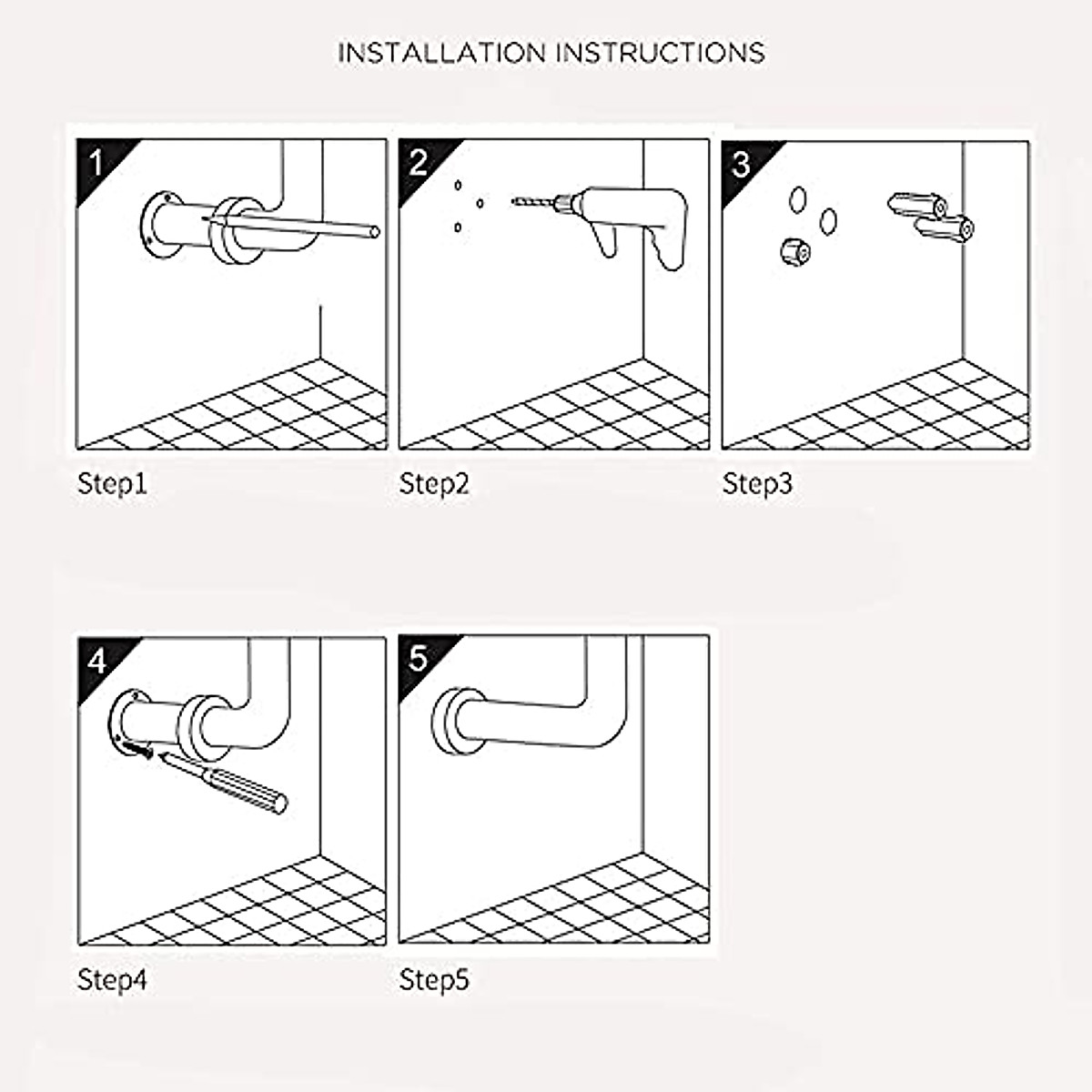 HAIZHEN Bathroom Handicap Rails Grab Bar, L Shape Stainless Steel Toilet Support Rail,Shower Assist Aid Handrails Hand Grips for Elderly/Disabled / Children/Pregant Women