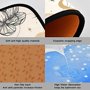 NFMILI (Boho Floral Moon) Kitchen Mat 2 PCS Cushioned Anti-Fatigue Kitchen Rug, Waterproof Non-Slip Floor Mats Thick Ergonomic Comfort Standing Mat for Kitchen Sink Laundry Room Bedroom Living Room