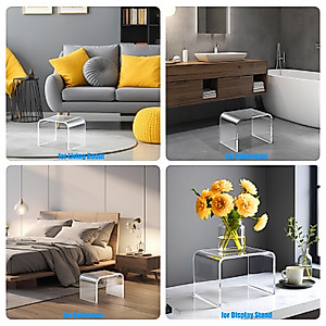 BOPKOWI Acrylic Step Stool,Acrylic Stool,Acrylic Small Step Stool,Clear Foot Stool,Clear Acrylic Footstool with Non-Slip for Bathroom,Holds Up to 250l (No Non-Slip Stool, Pack of 1)