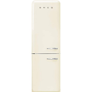 Smeg FAB32 50's Retro Style Aesthetic Bottom Freezer Refrigerator with 11.17 Cu Total Capacity, Multiflow Cooling System, Adjustable Glass Shelves 24-Inches, Cream Left Hand Hinge