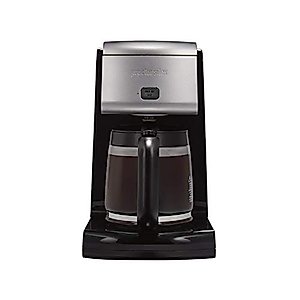 Proctor Silex FrontFill Drip Coffee Maker, 12 Cup Glass Carafe, Black and Silver (43686)