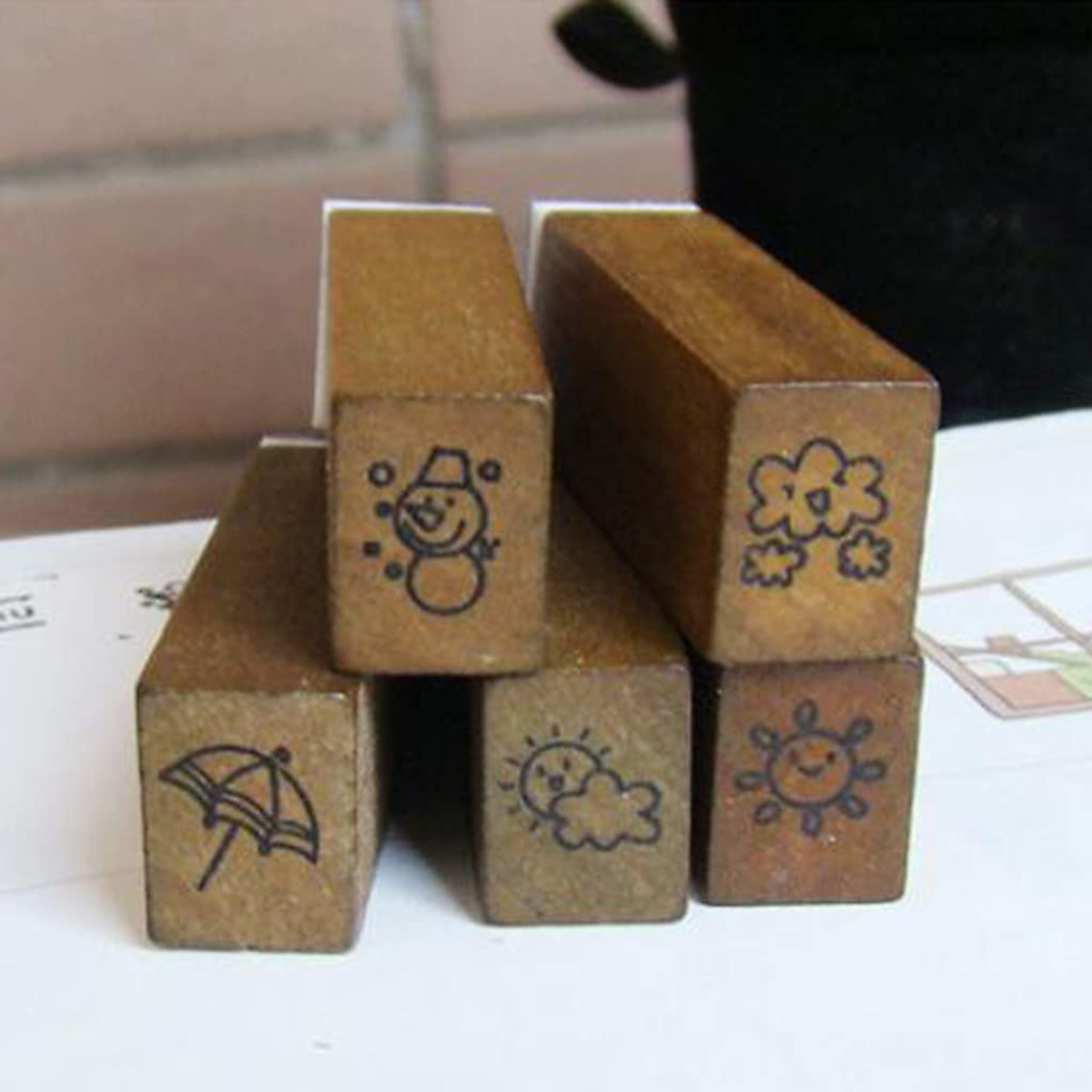 28 Pieces Retro Digital Weather Wooden Stamps Vintage Wood Rubber Stamp Block for DIY Scrapbooking Diary Embellishments Nature Wood Rubber Stamps Set for Card Making Crafting