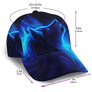 Unisex Baseball Caps UPF 50 cooling Baseball Hats Blue Universe Galaxy Magic Wolf In The Space (4) Trucker Cap for park, pool, gym, fishing, hunting Baseball Hat