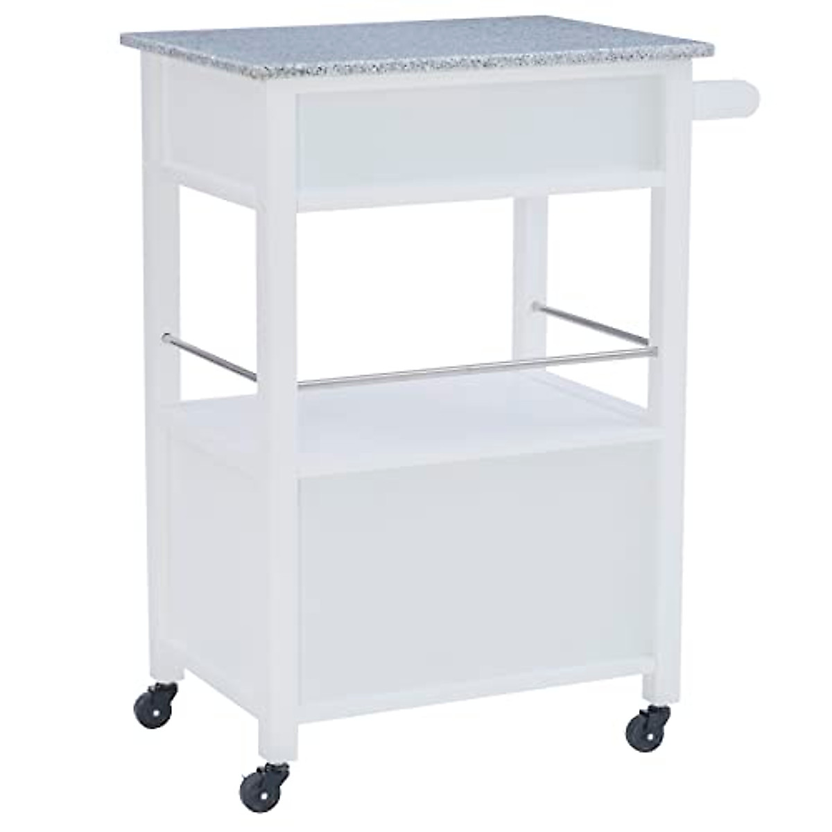 White Linon Storage Cart On Wheels With Granite Top. Great For Small Kitchens!!