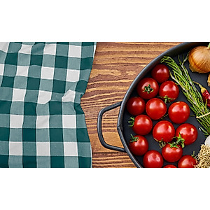 Native Fab 6-Pack Kitchen Towel with Hanging Loop 16x26 inches, Cotton Buffalo Check Kitchen Towels for Cleaning Drying, Washcloths Soft & Absorbent Cloth Rags, Bar Towel, Dish Cloth, Teal Green