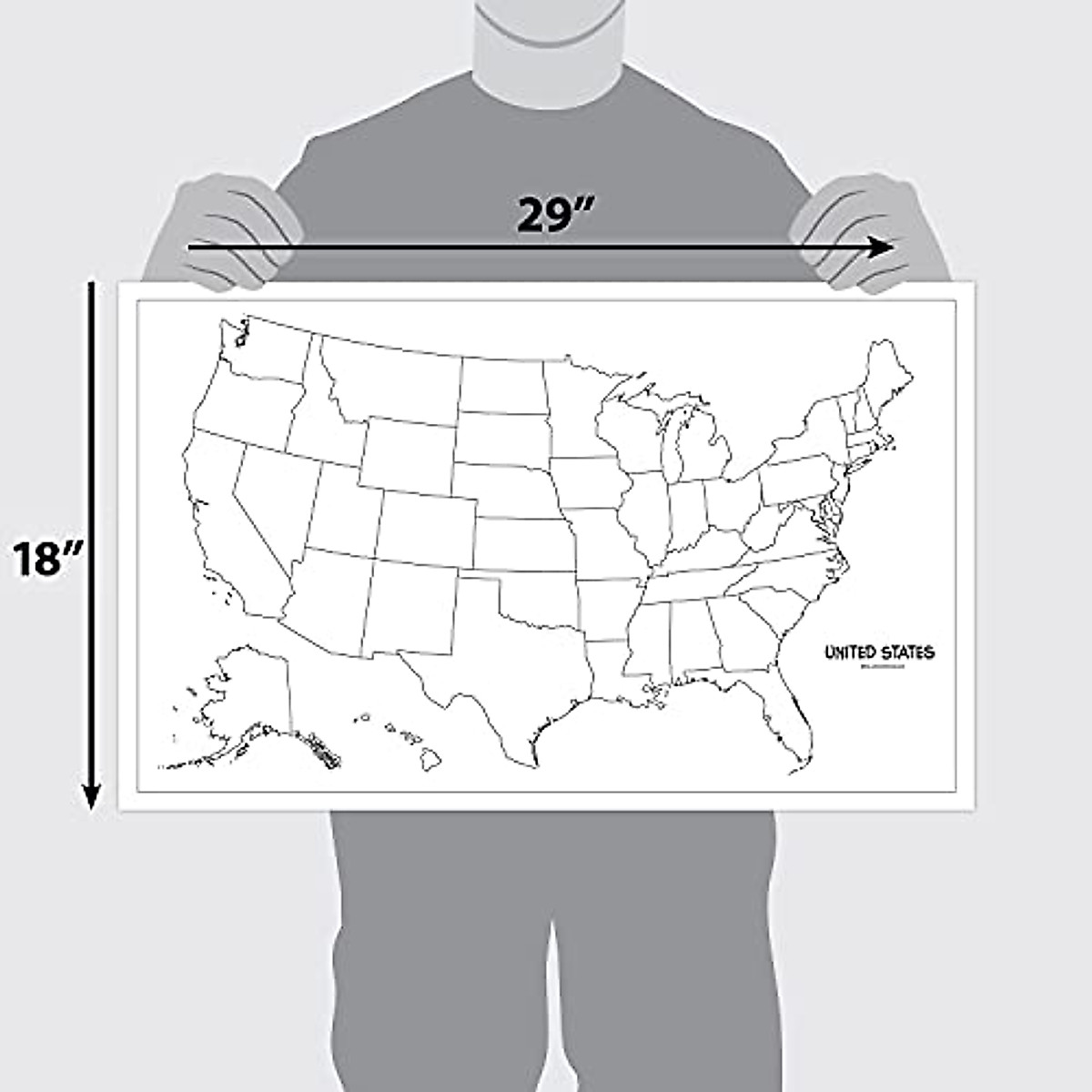 Palace Learning 2 Pack - Blank USA Map Outline Poster + Simplified USA Map for Kids [Blank] (LAMINATED, 18" x 29")