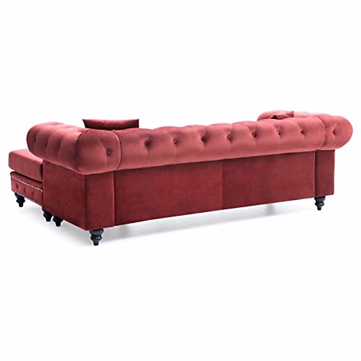 Glory Furniture Nola , Burgundy Sofa Chaise (3 Boxes), 31" H X 98" W X 37" D