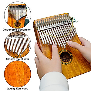 Kalimba 17 keys Thumb Piano with Case,Solid Koa Wood Professional Kalimba Marimba Gift for Kids Adult Beginners Professional