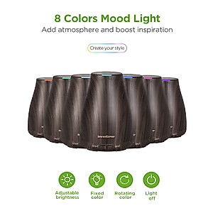 InnoGear Essential Oil Diffuser with Oils, 100ml Aromatherapy Diffuser with 6 Essential Oils Set, Aroma Cool Mist Humidifier Gift Set, Dark Wood Grain