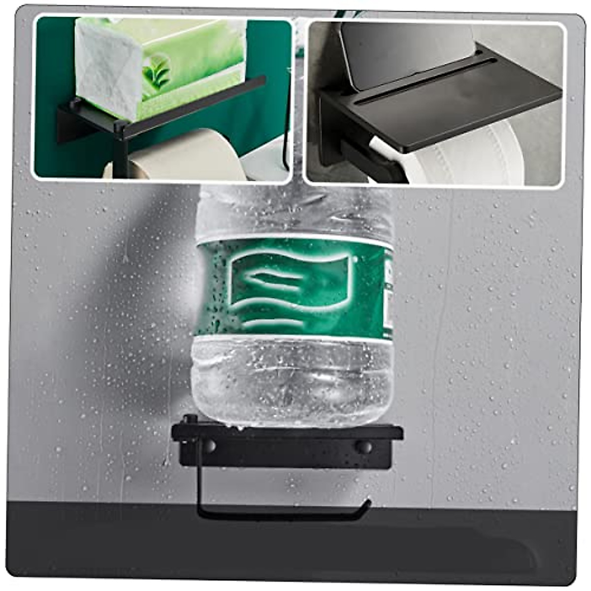 OSALADI Roll Shelf Toilet Paper Stand Toilet Paper Phone Bathroom Paper Holder Paper Towel Mount Wall Mount Clothing Rack Multi Purpose Hanger Roll Paper Rack Toilet Paper Bracket Black