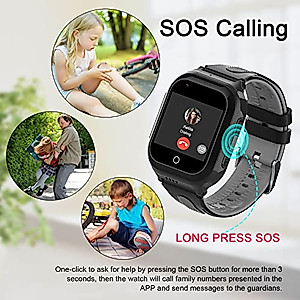 Getfitsoo Wonlex 4G Kids Smartwatch with SIM Card, GPS Smart Watch for Kids, 1.4" Touch Screen Phone Watch with Video Calls, Voice Chat, SOS, Camera, Pedometer, Alarm, Music Player for Boys and Girls