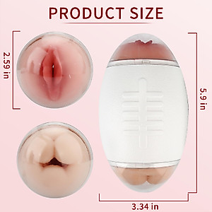 Male Masturbator Sex Toys for Men, Portable Pocket Pussy Stroker with 3D Realistic Textured Vagina Ultra Soft Stretchy Male Masturbators Cup, 2 in 1 Male Sex Toys (White)