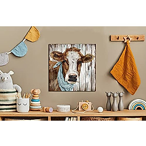 Cow canvas decor, farmhouse wall art pictures for Bathroom Bedroom Living Room Kitchen Wall Decor