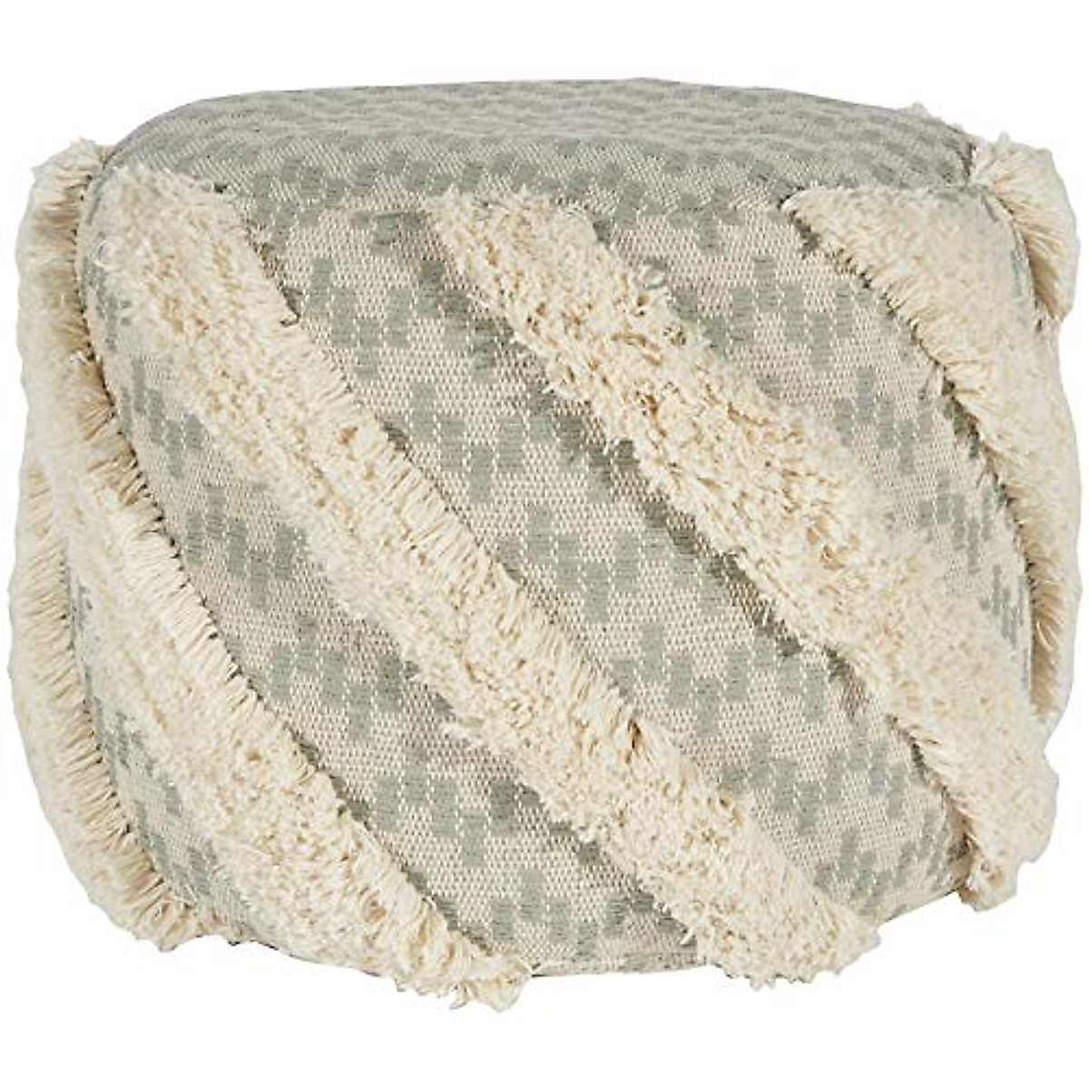 Mina Victory Life Styles Diagonal Tufted Pouf Sage 18" X 18" X 14" Throw Pillow