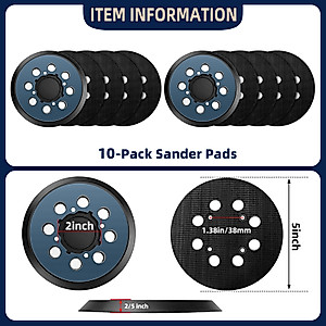 3 Packs 5 inch 8 Hole Hook and Loop Sander Pad Replacement Parts for DeWalt DWE64233 & N329079 Compatible with DWE6423/6423K, DWE6421/6421K, DWE6421-B2, DWE6421-B3, DWE6421-BR, DCW210B Orbital Sander