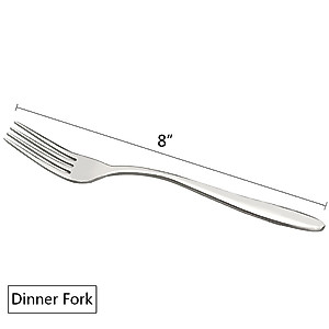 Ramddy Dinner Fork Flatware Set, 18/10 Stainless Steel Table Forks, 12 Pieces, A