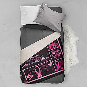 VTH GLOBAL Personalized Custom Breast Cancer Awareness Pink Ribbon Woman Survivor Mom Daughter Aunt Grandma Girl Warrior Birthday Christmas Fleece Sherpa Blanket Bed Throw Size Tapestry Wall Hanging
