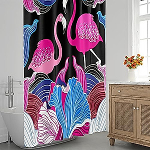 bisibuy Pink Flamingo Shower Curtain 72x72 Inches Washable Polyester Fabric Curtains Shower Set with Hooks Decorative Shower Curtains for Bathroom, Guest Bath, Stalls and Tubs