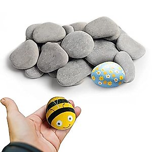 35 River Rocks for Painting, Painting Rocks Bulk for Adults, 2-3 Inches Craft Rocks, Flat Rocks for Painting, Smooth Painting Rocks for DIY Project, Gray Kindness Stones for Family Time
