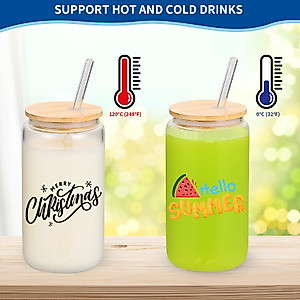 MAFYE Sublimation Glass Blanks With Bamboo Lid, 16OZ Clear Sublimation Beer Can Glass with Glass Straws Present Box Mason Jar Cups Mug Travel Tumbler for Beer, Juice, Soda, Iced Coffee, Drinks(8 PACK)