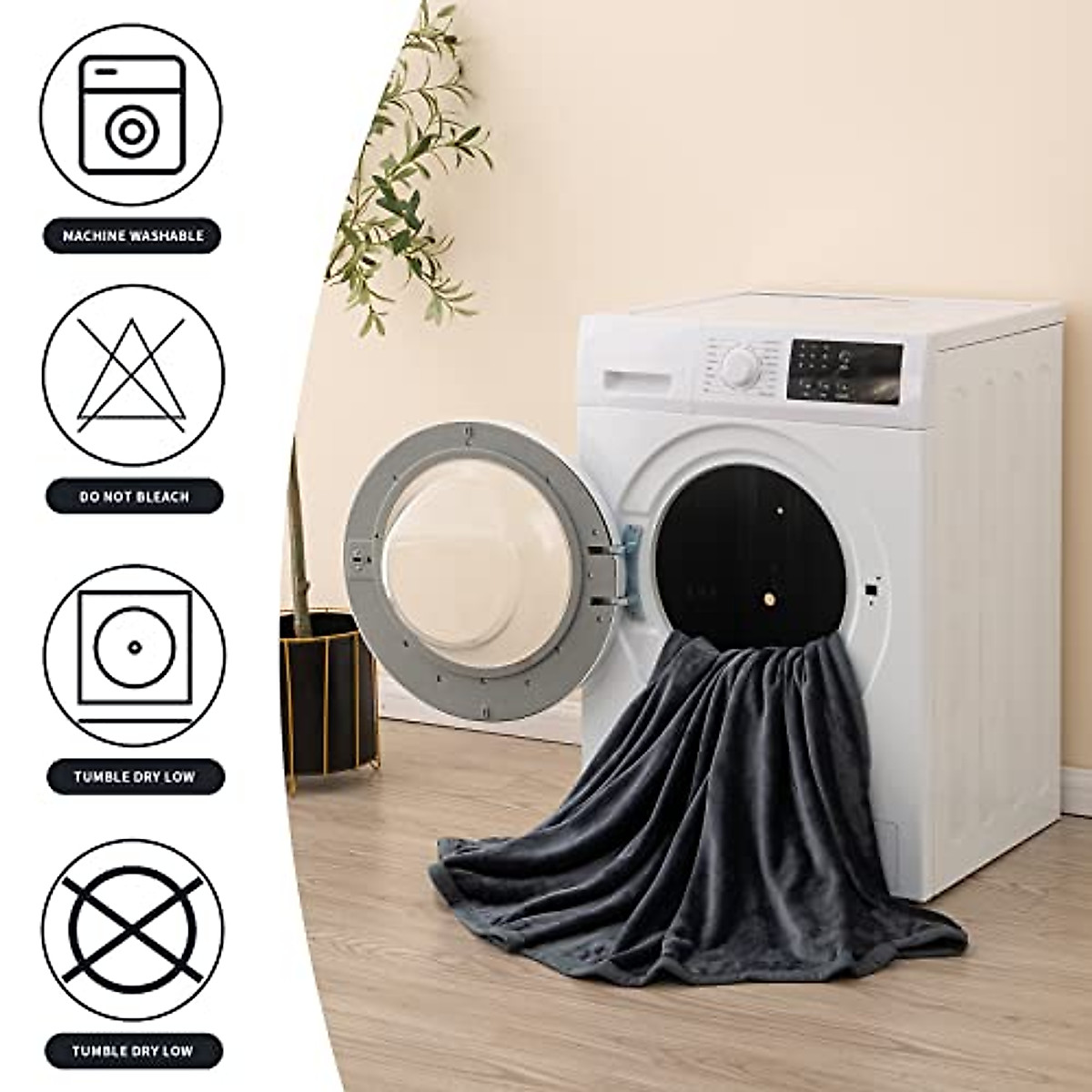 HULAWAO Fleece Bed Blankets, Soft Lightweight Luxury Throw Blanket, Plush Fuzzy Super Cozy and Comfy for Couch Sofa or Bed, All Seasons(Dark Grey, Queen)