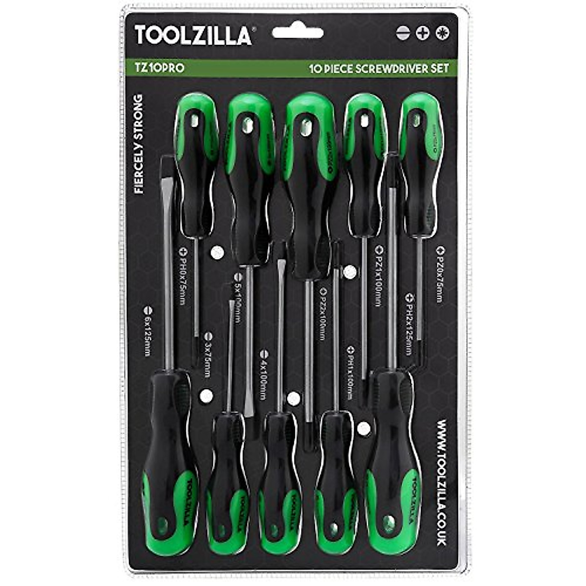 TOOLZILLA Screwdriver Set, 10 Piece Magnetic Screwdriver Tool Set for DIY Hand Tools. High performance Set | Screwdriver with Comfort Grip, Cross-Head Screwdriver Heads, Flat Heads.