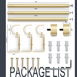 Zeerobee Curtain Rods for Windows 66 to 120, 1 Inch Gold Curtain Rod Set, Heavy Duty Drapery Rods with Adjustable Curtain Rods, Outdoor Modern Curtain Rod with Simple End Caps, 32"-120", Gold