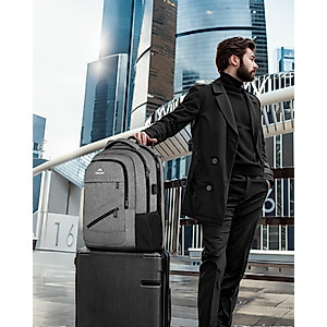 MATEIN Travel Laptop Backpack,TSA Large Travel Backpack for Women Men, 17 Inch Business Flight Approved Carry On Backpack with USB Charger Port and Luggage Sleeve, Durable College School Bookbag,Grey