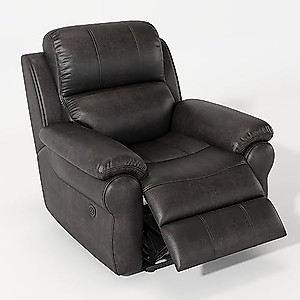 HBRR Large Power Chair with Magazine Bag, USB Ports & Button, Upholstered Seat, Heavy Duty Electric Single Recliner Sofa for Home Theater Living Room Office, Espresso