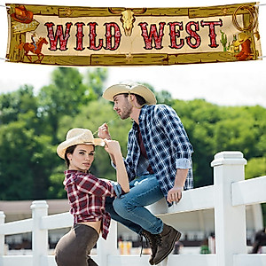 Cowboy Party Decorations Cowboy Banner Western Scene Setters for Cowboy Decorations Party Wooden House Barn Banner Western Party Supplies Wild West Backdrop Background 15.7 x 72 Inch