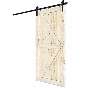 BELLEZE 36in x 84in Sliding Barn Door K-Frame with 6.6ft Barn Door Hardware Kit, Pre-Drilled, DIY Easy to Assemble, Unfinished