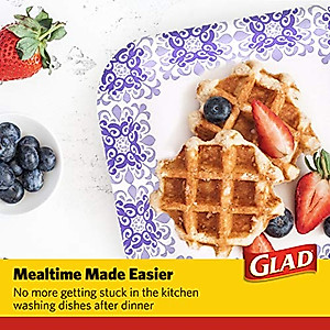 Glad Square Disposable Paper Plates for All Occasions | Soak Proof, Cut Proof, Microwaveable Heavy Duty Disposable Plates | 8.5" Diameter, 50 Count Bulk Paper Plates