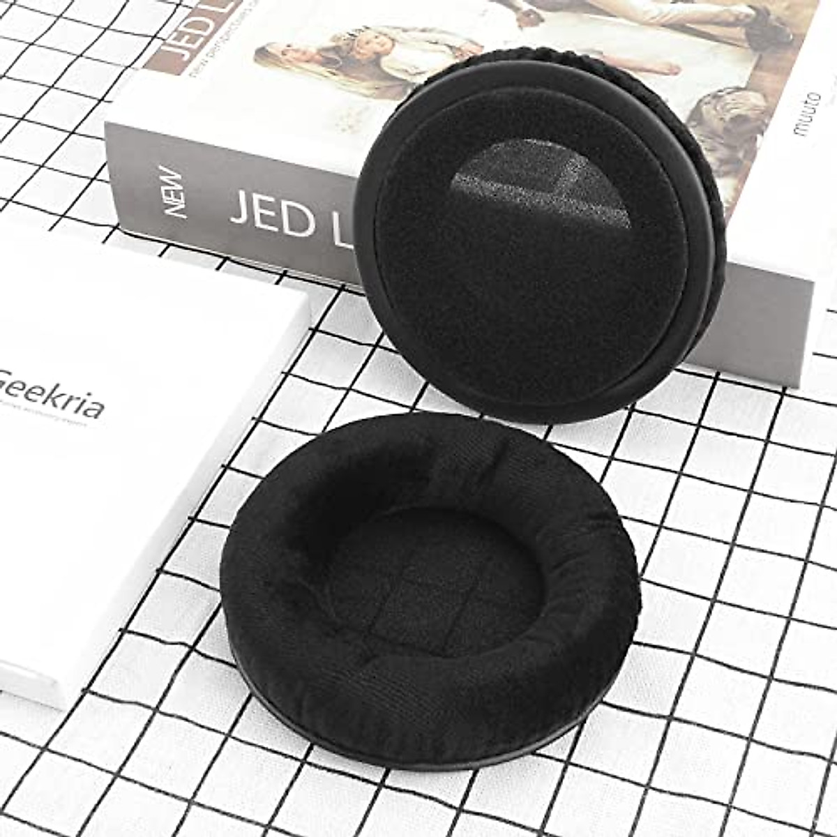 Geekria Comfort Velour Replacement Ear Pads for Beyerdynamic DT990 DT880 DT860 DT797 DT790 DT770 DT440 RSX700 MMX300 HS800 HS400 HS200 T90 T70 T5P Headphones Ear Cushions, Headset Earpads (Black)