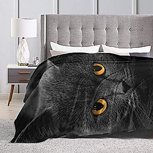 Black Cat Throw Blanket 60x50 Inch Flannel Fleece Fuzzy Soft Plush Blanket for All Season Lightweight Couch Bed Sofa Living Room Office