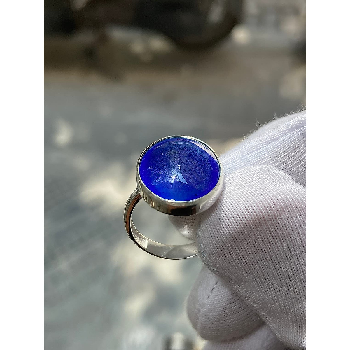 Silver Oval Sense Stone Ring, Handmade Ring, Color Changing Ring, Color by Temperature Mood Charm, 925k Sterling Silver Ring