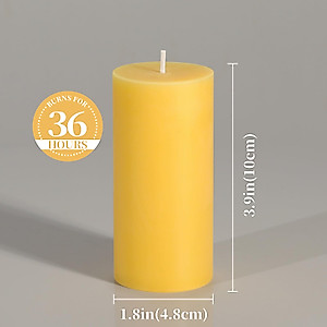 3 Packs Natural Beeswax Pillar Candles, 100% Pure Beeswax Candles with 35 Hours Burn Time, Smokeless & Dripless Bees Wax Candles for Home Decor, Prayer, Christmas Party(2x4 inch)