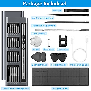 AMIR 62 In 1 Automatic Screwdriver, Mini Electric Precision Screwdriver Set, Power Small Cordless Torque Repair Tools With 48 Magnetic Bits, Led Light, USB Charge, Fix Phone Laptop Toys Watch Camera