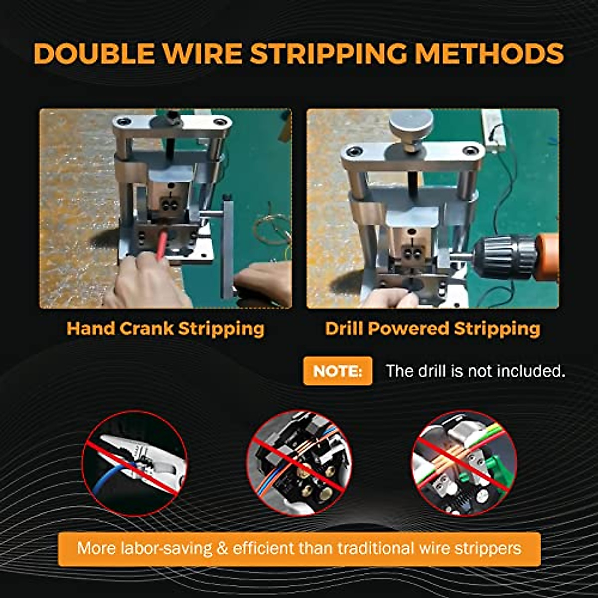 BEAMNOVA Upgraded Mini Drill Powered Hand Crank Wire Stripper Manual Wire Stripping Machine for Scrap Copper Stripping Diameter 2mm-20mm / 0.079-0.787"