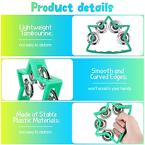 20 Pack Plastic Percussion Tambourine for Kids Noise Makers Tambourine Handheld Tambourines Musical Percussion Instrument with Jingle Bells for Kids Adults, 4 Colors