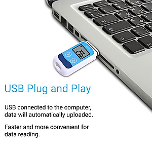 USB Temperature and Humidity, Data Loggers Recorders Data Acquisition Recorder, Temperature Humidity Data Logger PDF CVS Report with LCD Display 32000 Points for Warehouse, Logistics Transportation, C