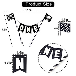 Race Flag Cake Topper - Race Car First Birthday Party Decorations ,Racing Themed Birthday. Fast One Birthday Party Supplies (RACE FLAG CT)