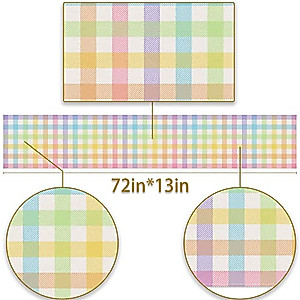 Pudodo Easter Buffalo Plaid Check Table Runner Spring Holiday Farmhouse Fireplace Kitchen Dining Room Home Party Decoration (13" x 72")