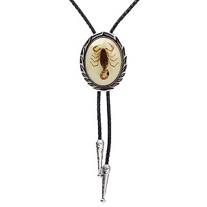 HUABOLA CALYN Bolo tie for Men- Unique Luminous Stone Native American White 3D Scorpion Animal Bolo ties Handmade