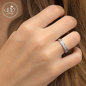 555Jewelry Womens Stainless Steel Real Solid Cubic Zirconia CZ Diamond Sparkle Shiny Engagement Wedding Promise Fashion Band Classic Jewelry Band Ring, Silver Size 6