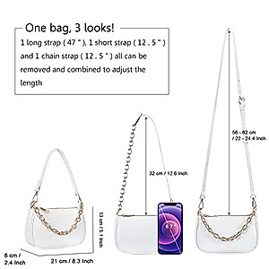 SMITH SURSEE Retro Classic Shoulder Purses for Women Crocodile Pattern Clutch Shoulder Tote HandBag Crossbody Bag, White