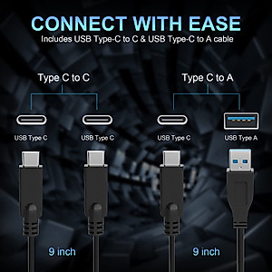 INLAND Premium 512GB External SSD USB 3.2 Gen 2 Type-C, Read/Write Speed up to 1000MB/s and 900MB/s, Portable Solid State Drive with Type-C to C & Type-C to A Cable for PC/Laptop/Windows/Mac OS