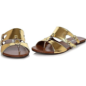 Ellie Shoes Men's Flat Sandal, Gold, Small